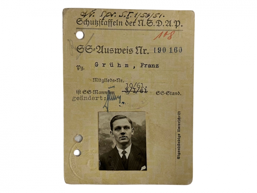 German SS Identification Card Stamped/Signed by Heinrich Himmler ...