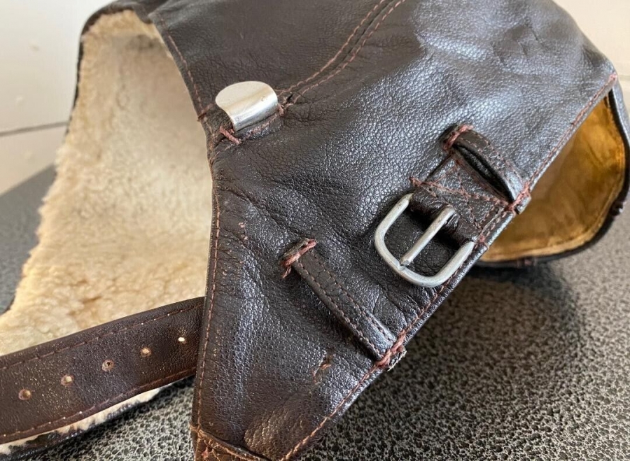 German Luftwaffe Pilot Flight Navigator Leather Helmet Cap (Original ...