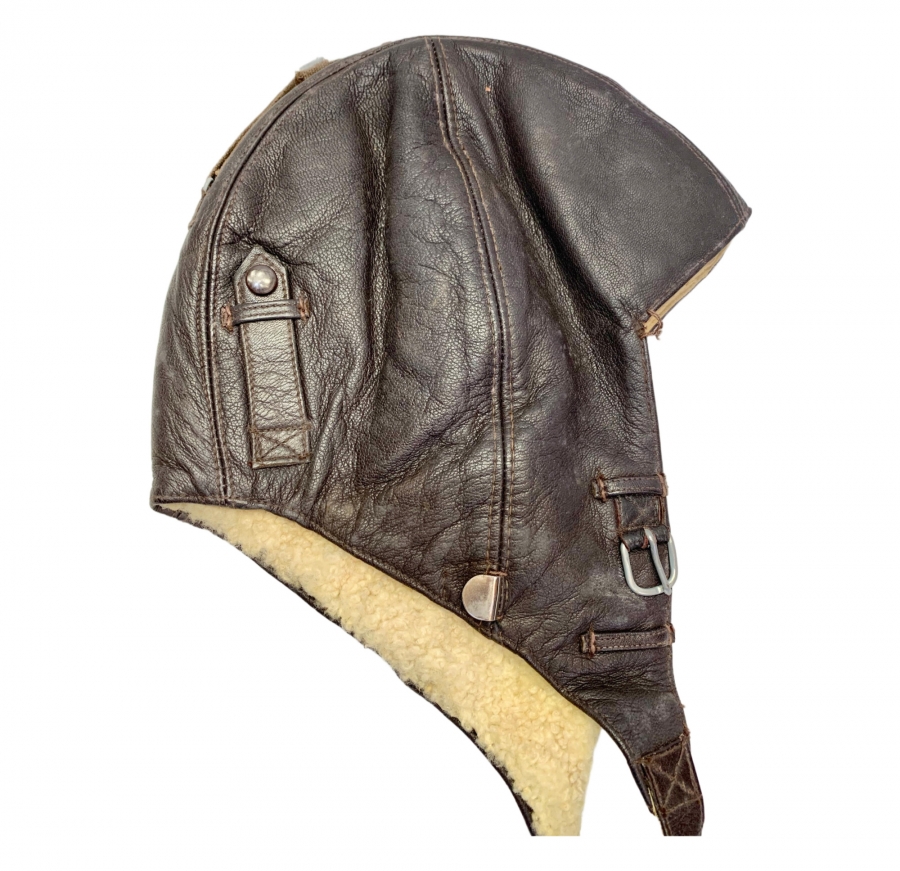 German Luftwaffe Pilot Flight Navigator Leather Helmet Cap (Original ...
