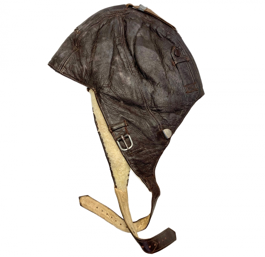 WW2 German Luftwaffe Pilot Flight Navigator Leather Helmet Cap Original ...