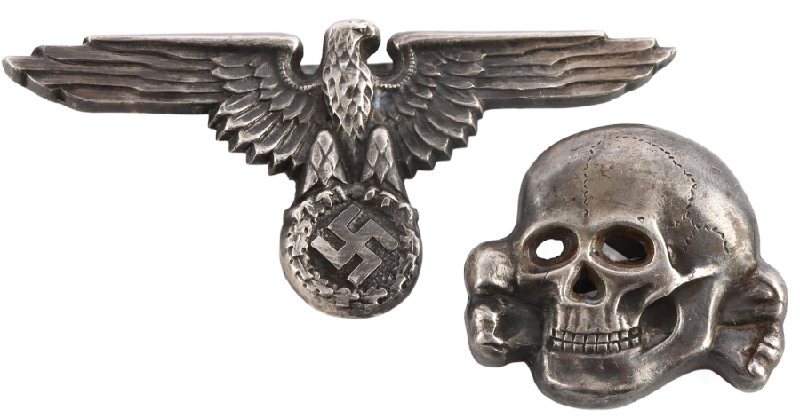 Original WW2 German Reichsadler and Totenkopf Visor Cap Decal Set in ...