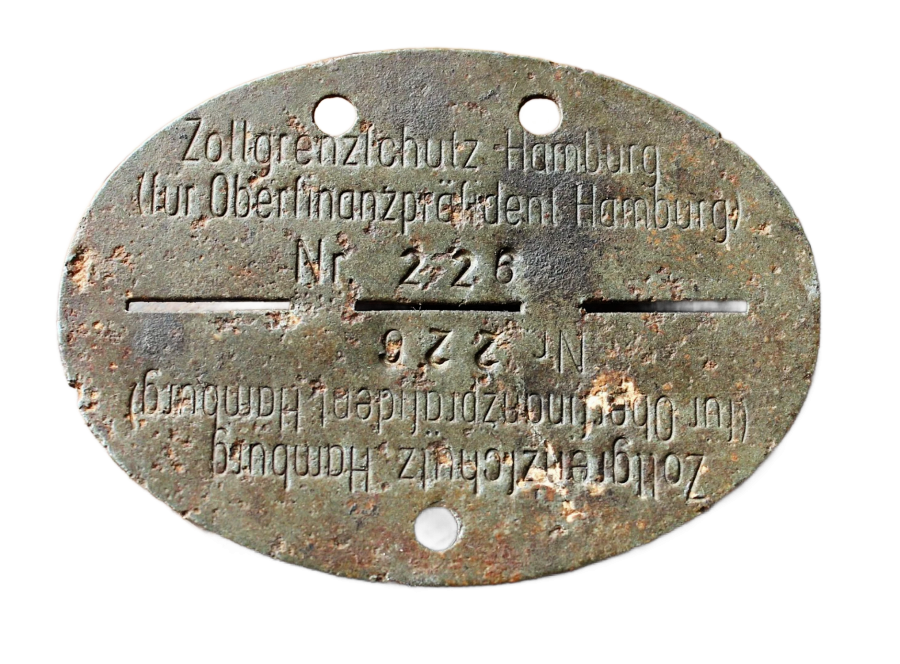 WW2 German Zollgrenzschutz Hamburg Army Soldiers Identification Tag ...