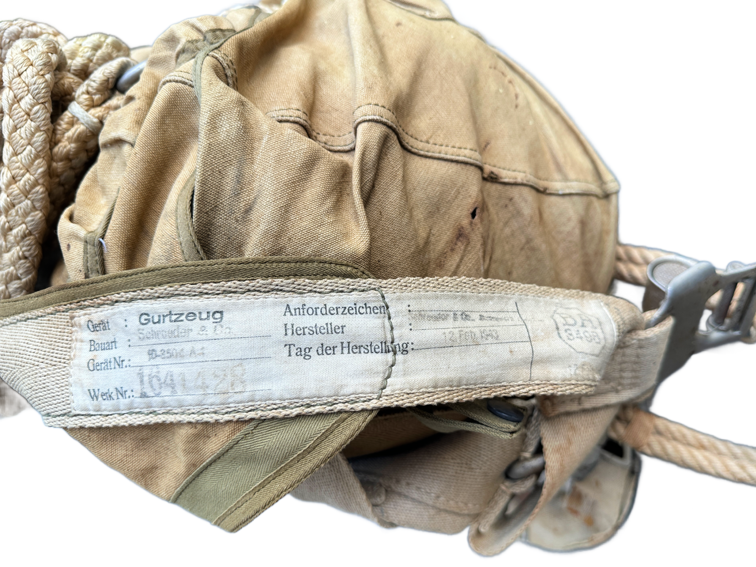 WW2 Original German Paratrooper Fallschirmjager Parachute Complete Set ...