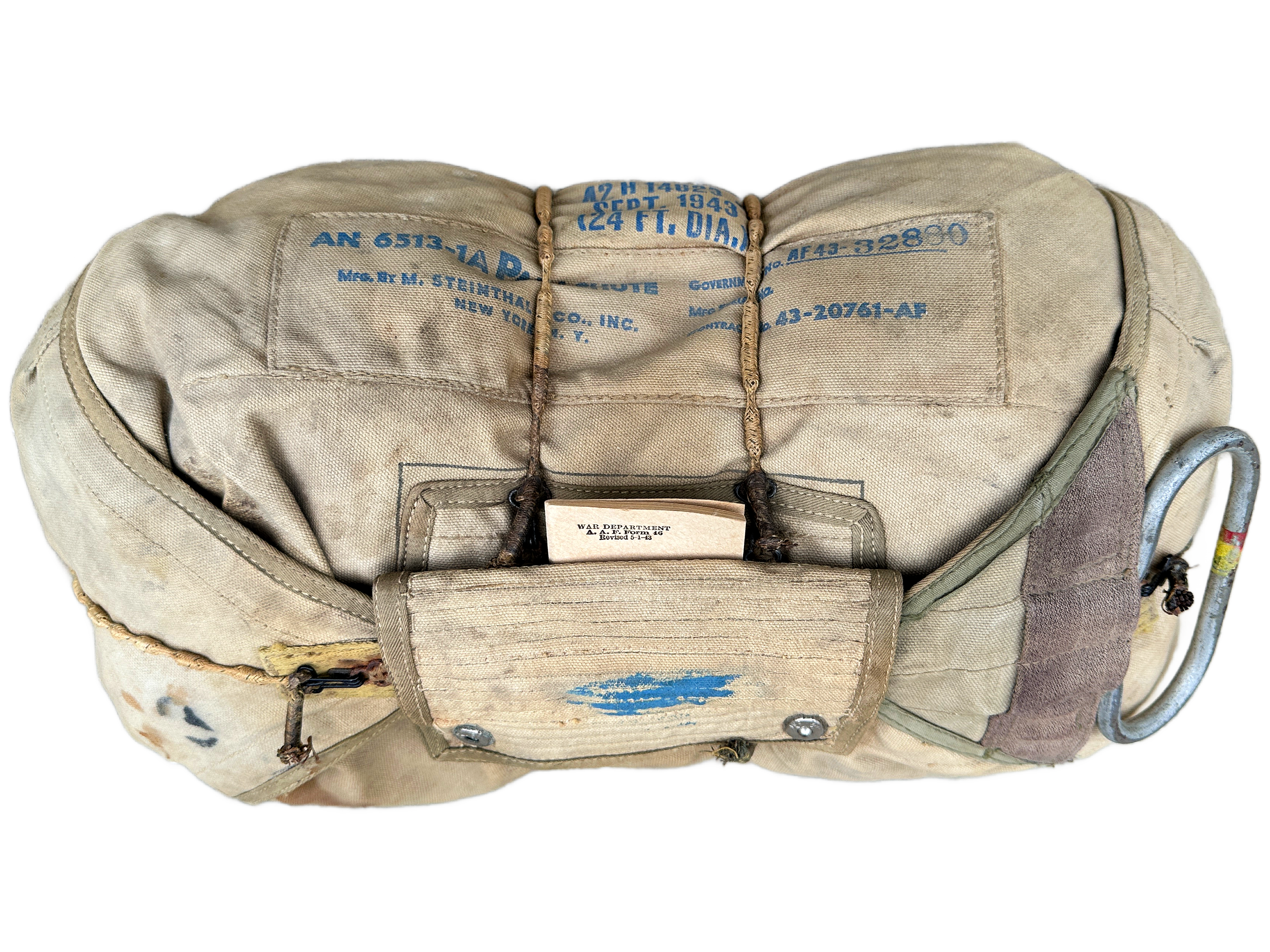 WW2 Original U.S. Bomber Crewmen 6513-1A Reserve Chest Pack Parachute ...