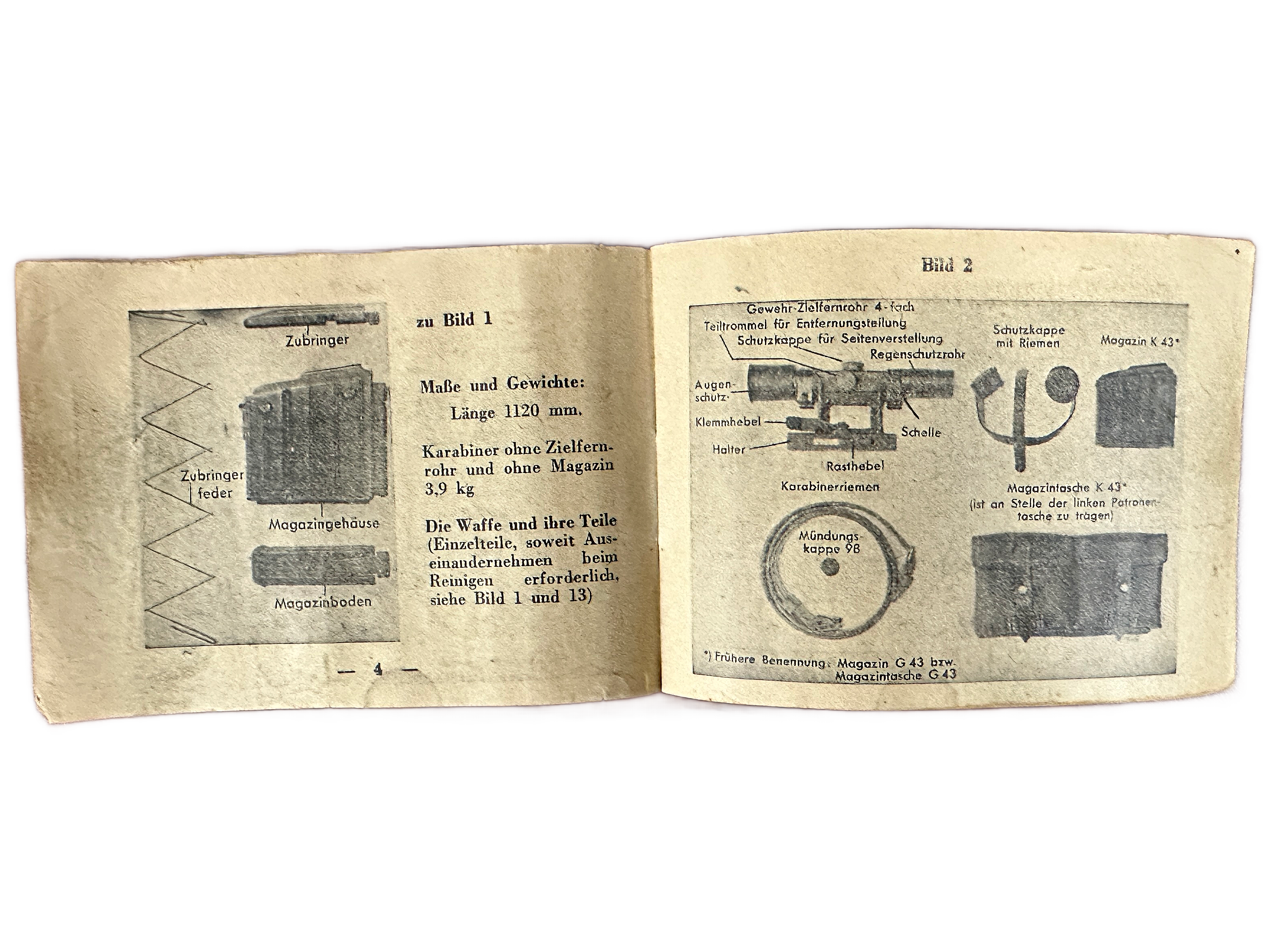 WW2 Original Very Rare German K43 Rifle Butt Stock field Manual | World ...