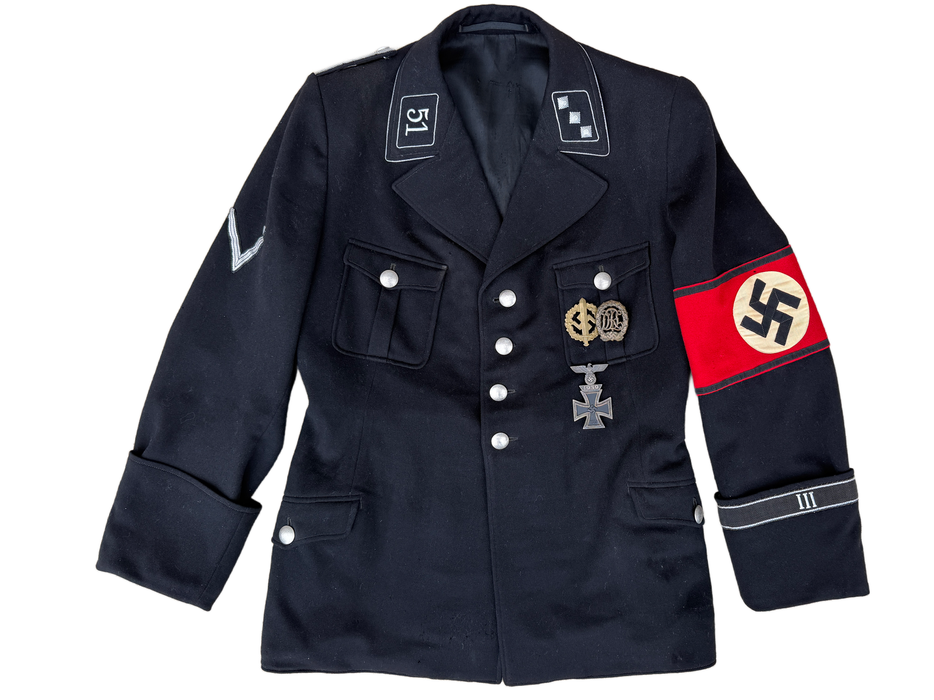 German Allgemeine SS 51st Standarte Officers Black Service Tunic For ...
