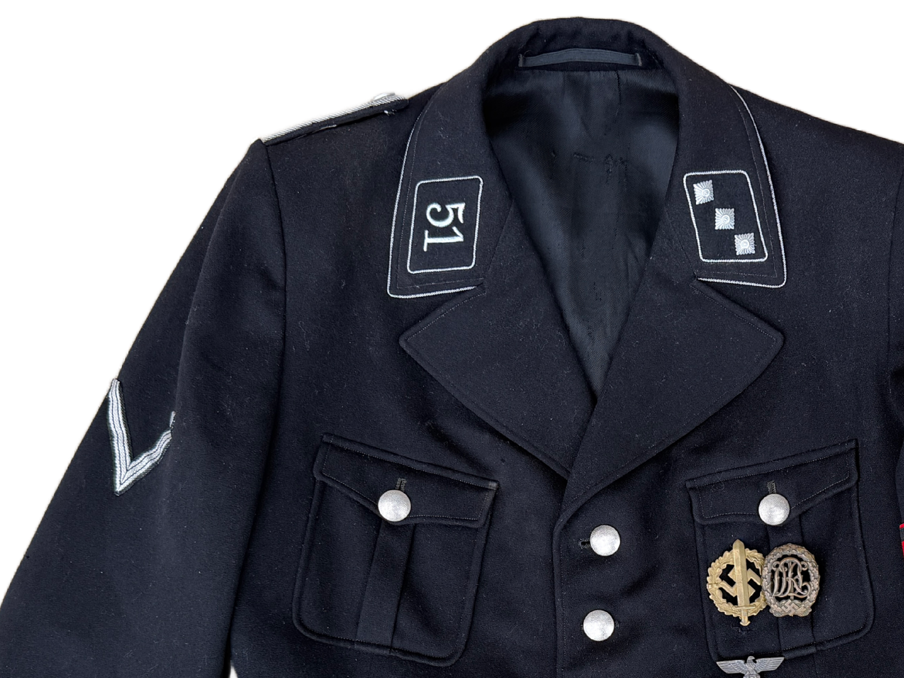 German Allgemeine SS 51st Standarte Officers Black Service Tunic For ...