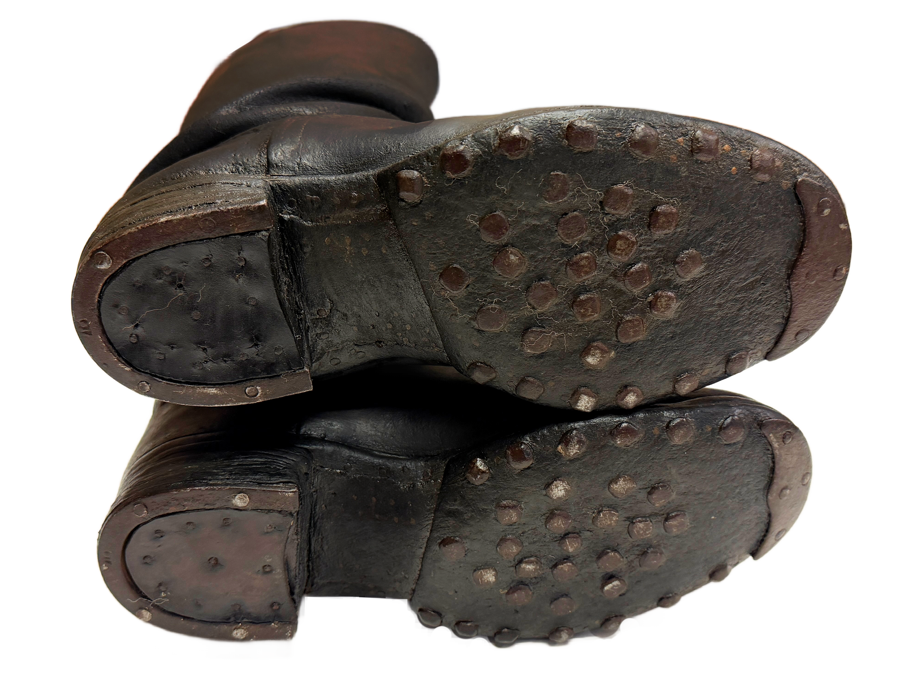 WW2 German Allgemeine SS Black Leather Jackboots with Hobnailed Soles ...